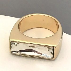 Jewelry | Designer Statement Ring Large Crystal Gold Tone | Poshmark